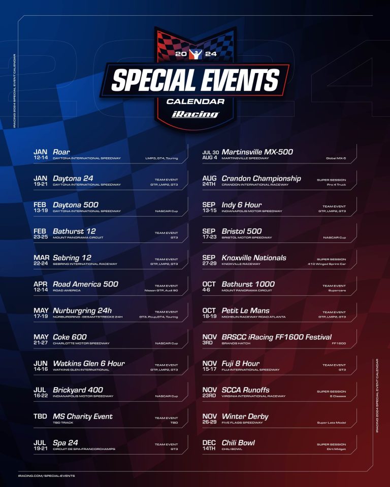 2024 iRacing Special Events Calendar Released - iRacing.com | iRacing.com Motorsport Simulations
